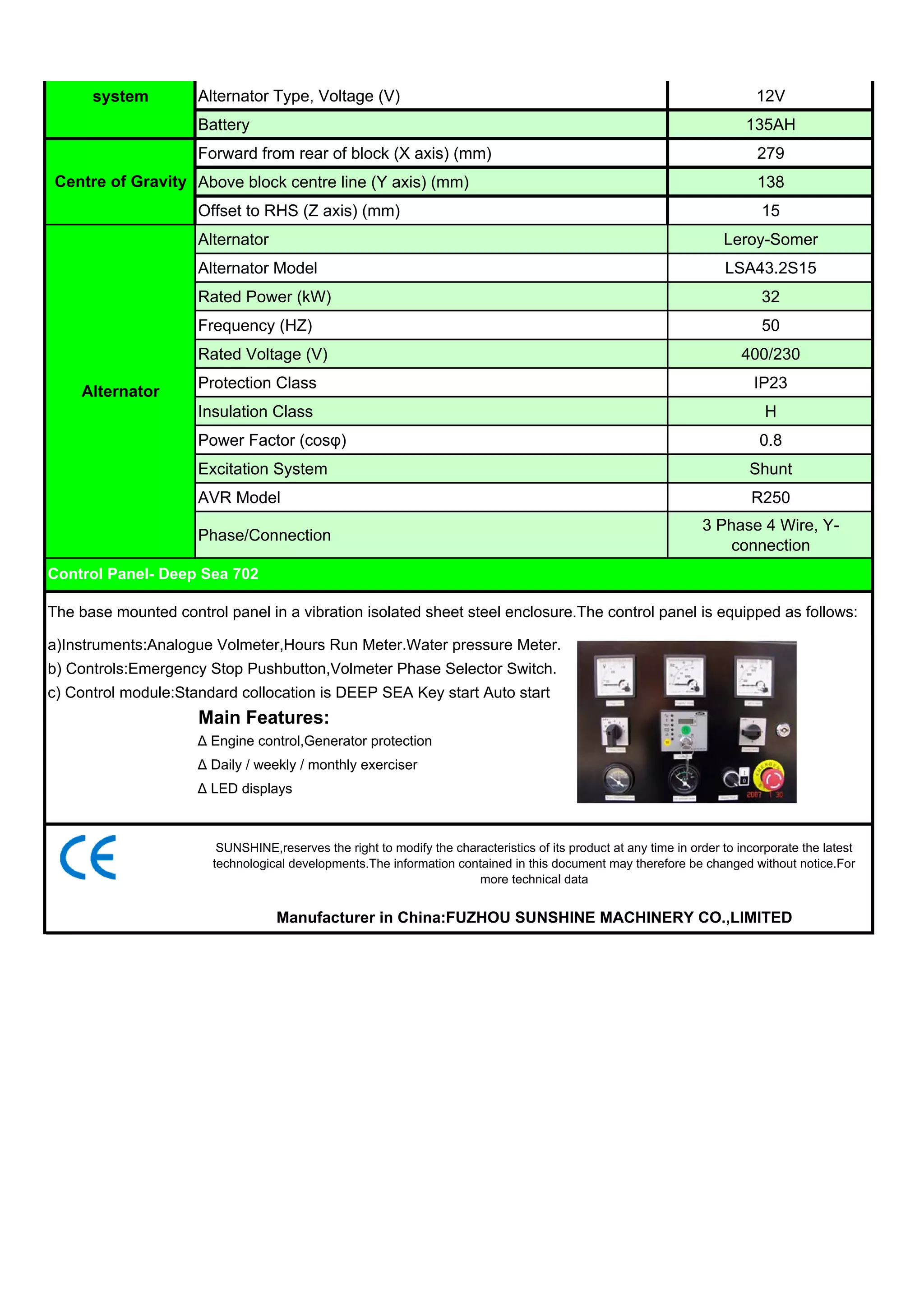 Sl38 g 30kw lovol gas gensets data sheet | PDF