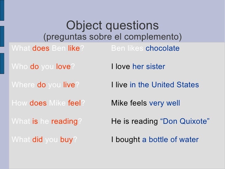 Subject and object questions