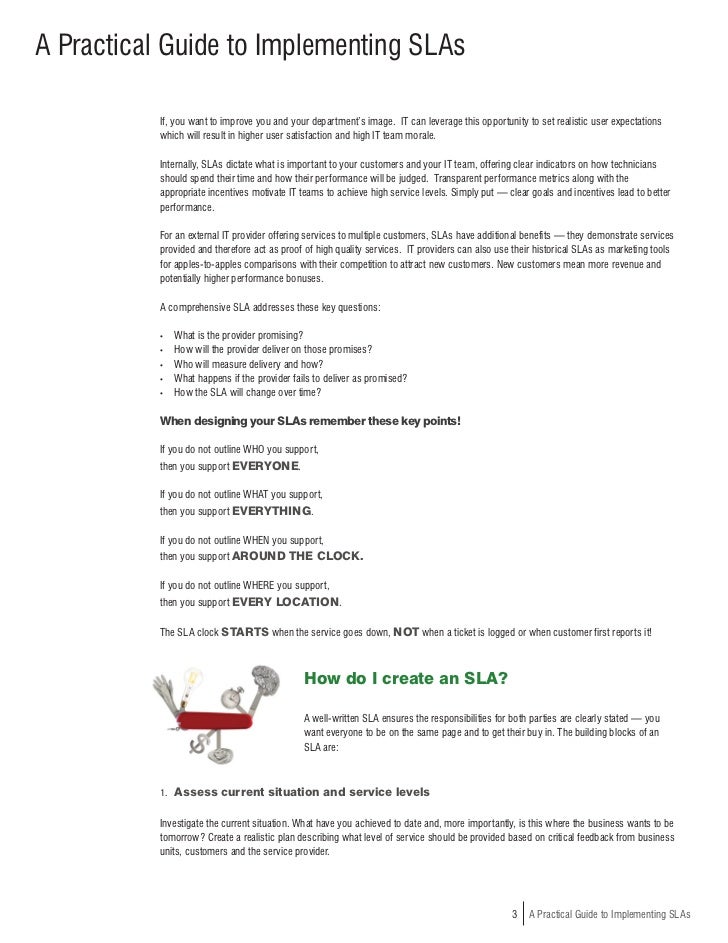 A Practical Guide to Implementing SLAs