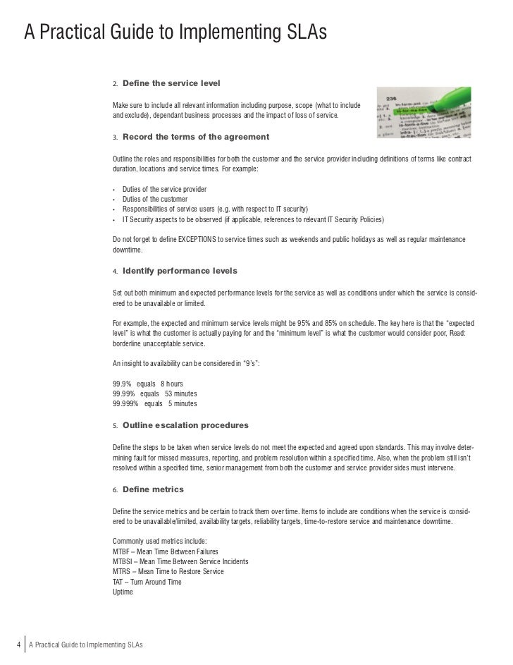 A Practical Guide to Implementing SLAs