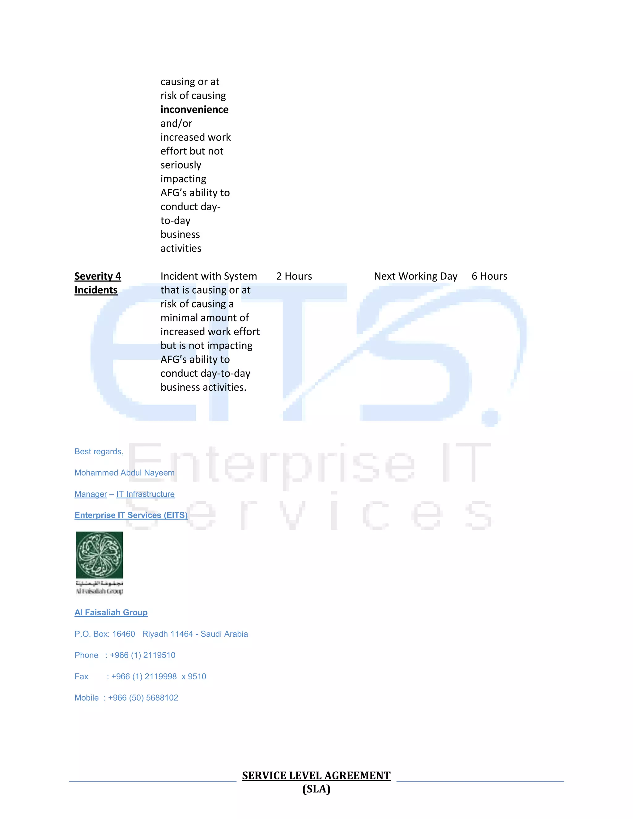 Sla | DOCX | Technology & Computing