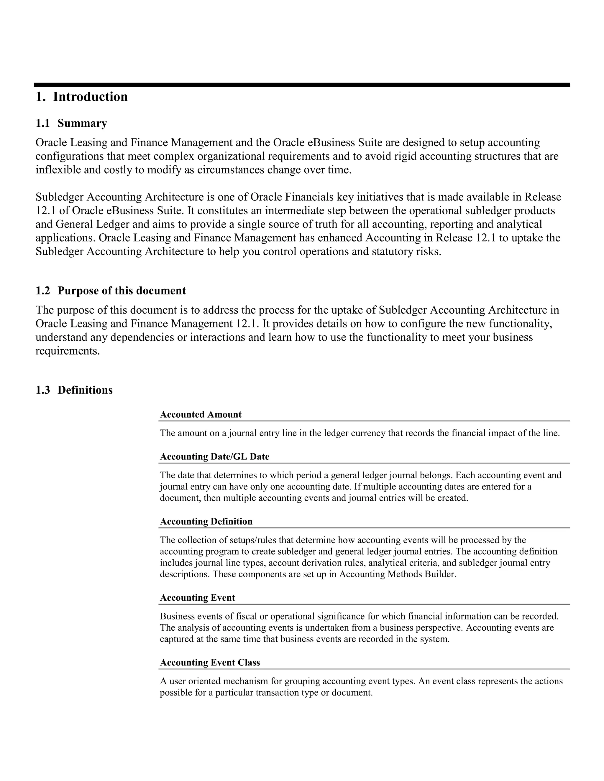 SLA OLM For Describing the Lease Management Sub Ledger Accounting | PDF