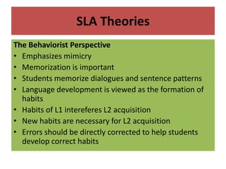 Sla theories 10 | PPTX