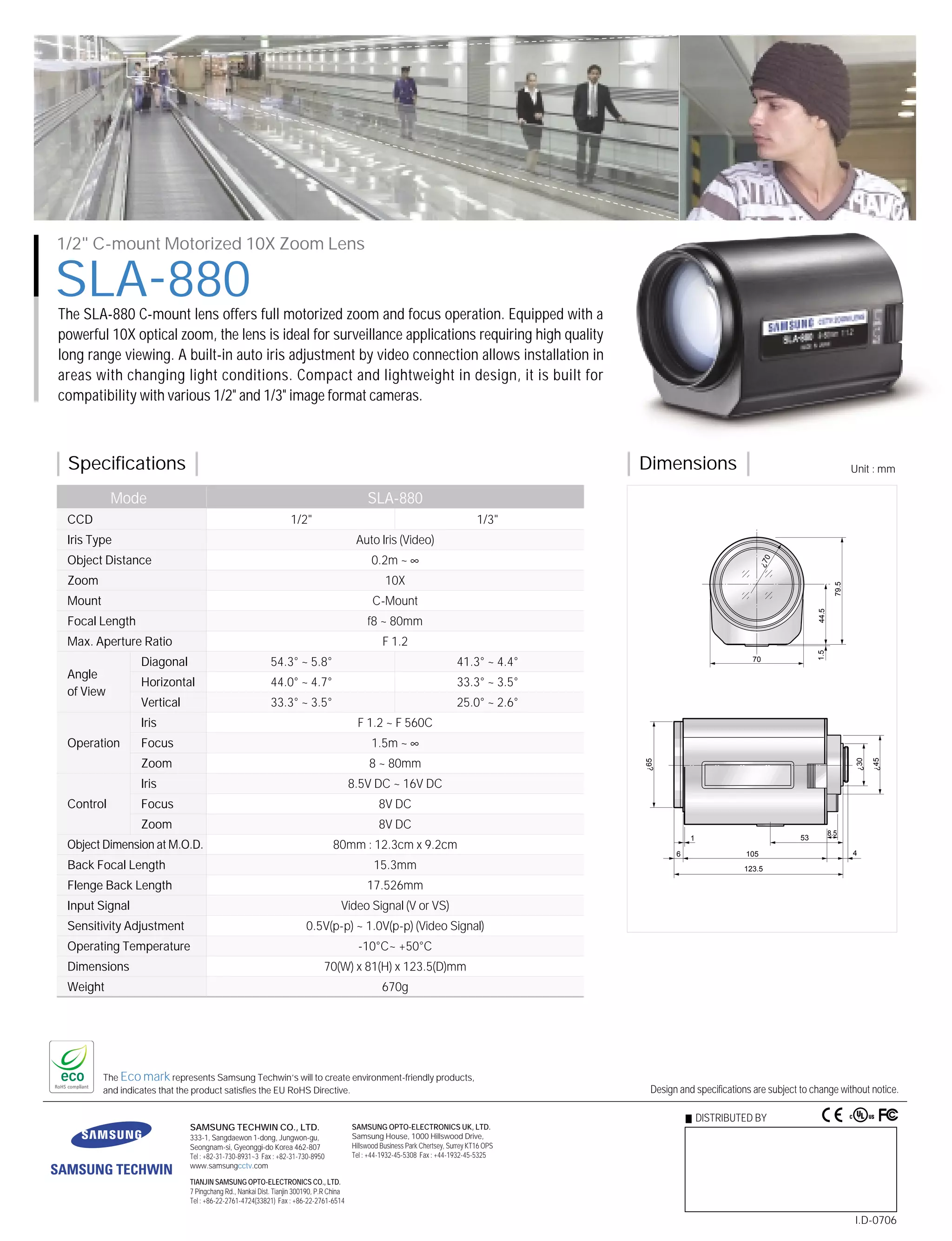 Samsung Techwin SLA-880 Data Sheet | PDF