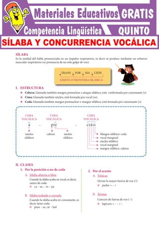 Sílaba y-concurrencia-vocálica-para-quinto-grado-de-secundaria | PDF