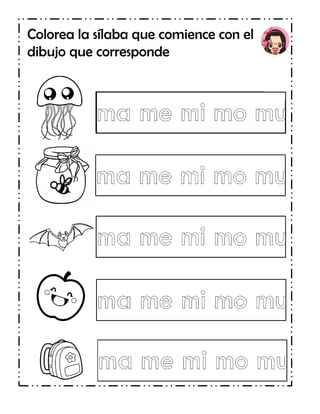 Trabajamos La Atencion Coloreando Silabas Ma Me Mi Mo Mu