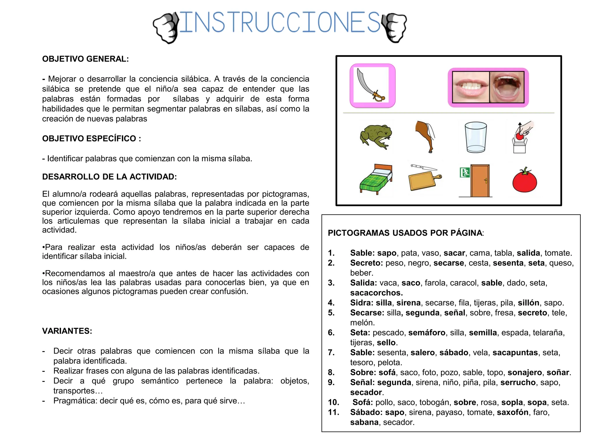SÍLABAS INICIALES CON S.pdfsilabas con que comienzan con el fonema s en ...