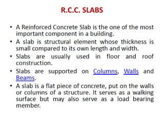 Reinforced Cement Concrete Slabs and types | PPTX
