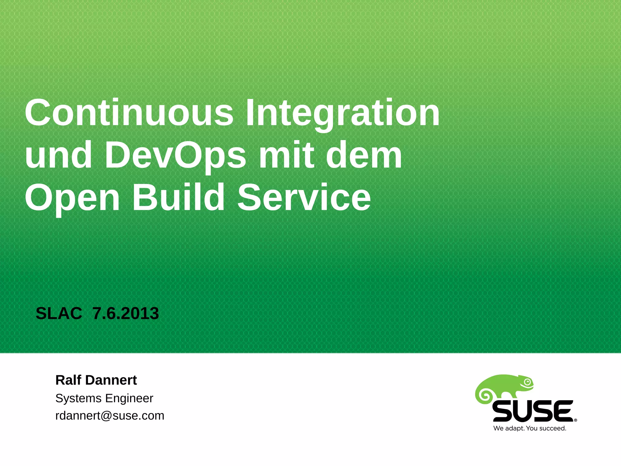 Continuous Integration and DevOps with Open Build Service(OBS) | PPT