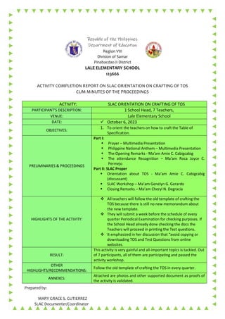 SLAc ACR for Crafting TOS- (10-6-23).docx