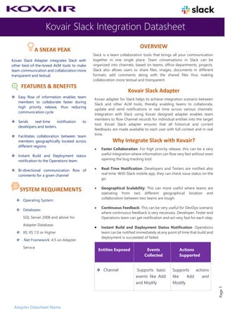 Slack Integration Adapter - Datasheet | PDF