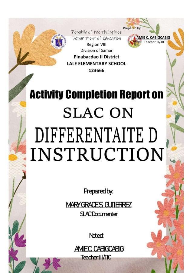 SLAC on differentiated Instruction (10-6-23).docx | Education industry ...