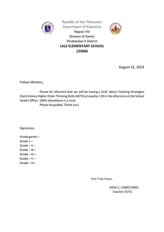 SLAC on Teaching strategies that Enhance HOTS 9-1-23.docx | Education industry | Industries