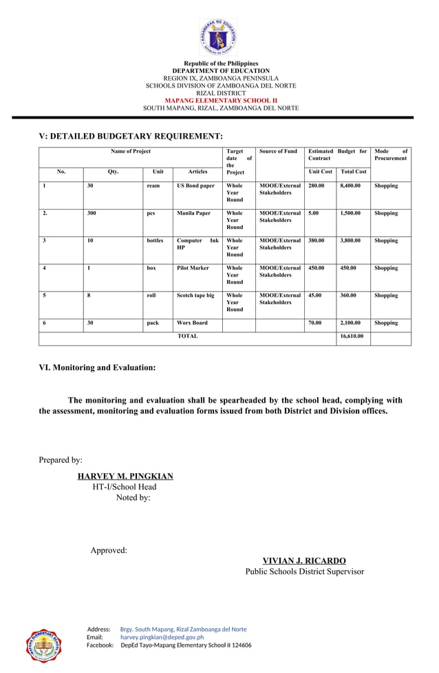 School-Based Learning Action Cell Proposal | DOCX