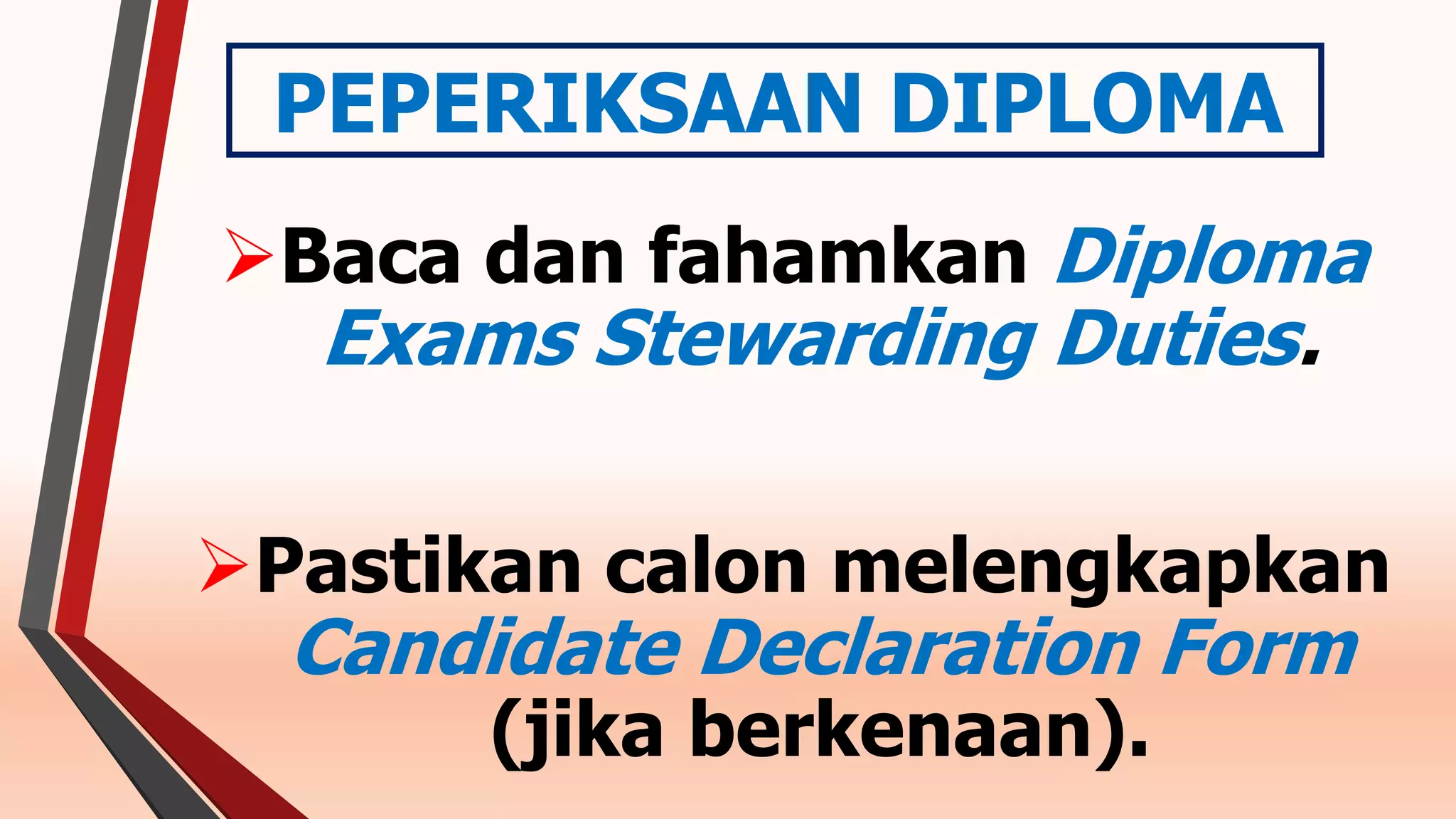SLAID BENGKEL KERJA PENGURUSAN KESELAMATAN DAN PENGENDALIAN PEPERIKSAAN AMALI & DIPLOMA ARBSM ...