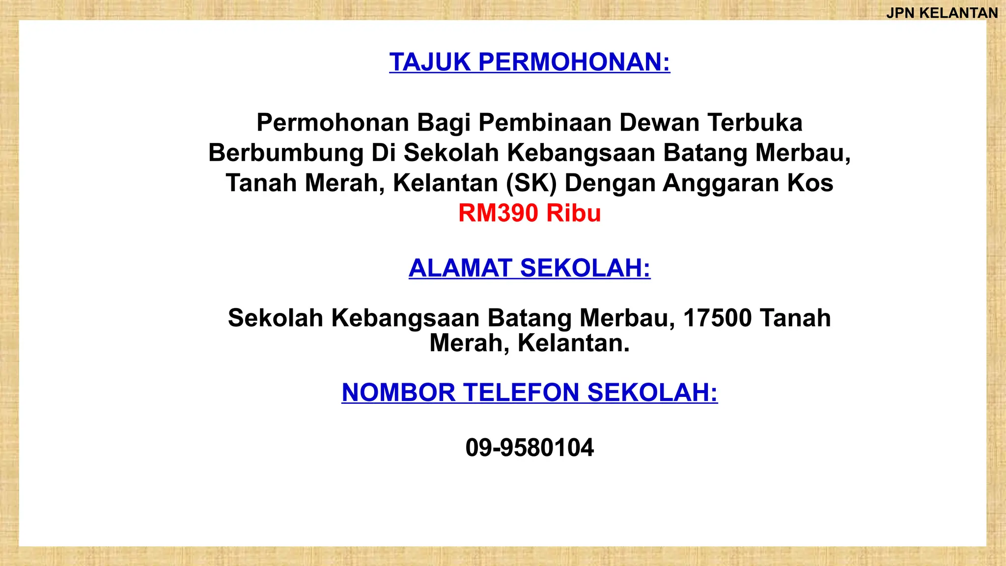 Contoh Slaid Permohonan Pembinaan Bangunan Baharu | PPTX