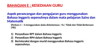 Slaid Instrumen pemantauan DLP Sarawak dual language | PPTX