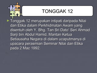 Nilai & Etika (Tonggak 12) 02032013 | PPT