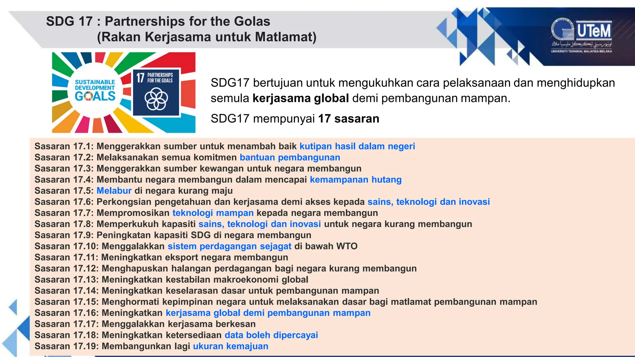 Pengenalan lengkap SDG sumber dari UTem Malaysia | PDF