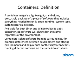 Slalom: Introduction to Containers and AWS ECS | PPTX