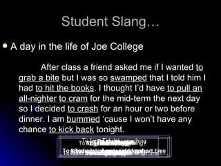 Slang And Idioms On Campus | PPT