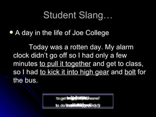 Slang And Idioms On Campus | PPT