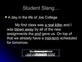 Slang And Idioms On Campus | PPT