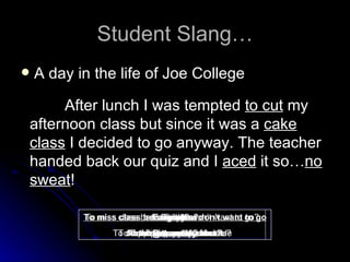 Slang And Idioms On Campus | PPT