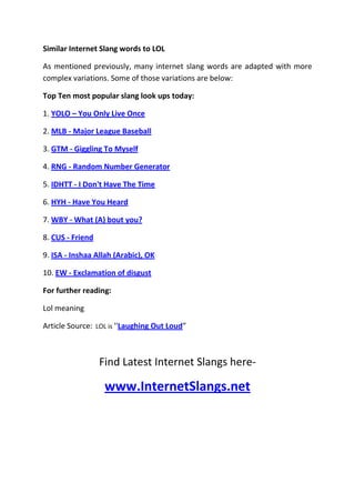 Slang dictionary text slang, internet slang, & abbreviations at ...