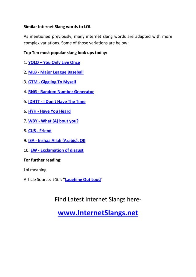 Slang dictionary text slang, internet slang, & abbreviations at ...