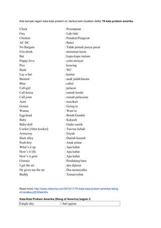 Slang of america | DOCX