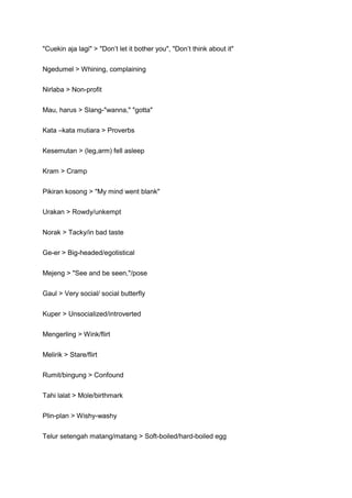 Slang of america | DOCX