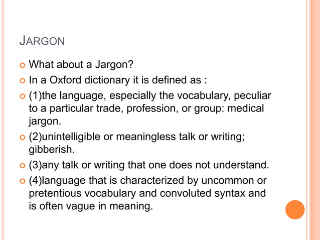 Slang versus jargon | PPTX
