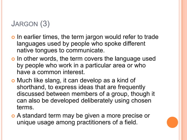 Slang versus jargon | PPTX