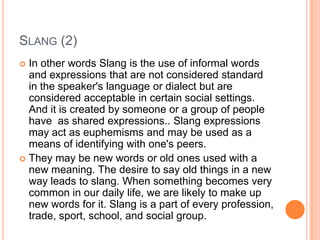 Slang versus jargon | PPTX