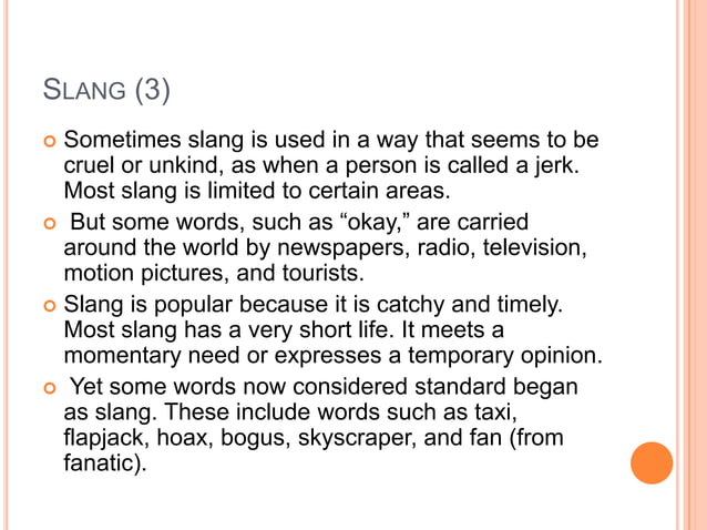 Slang versus jargon | PPTX