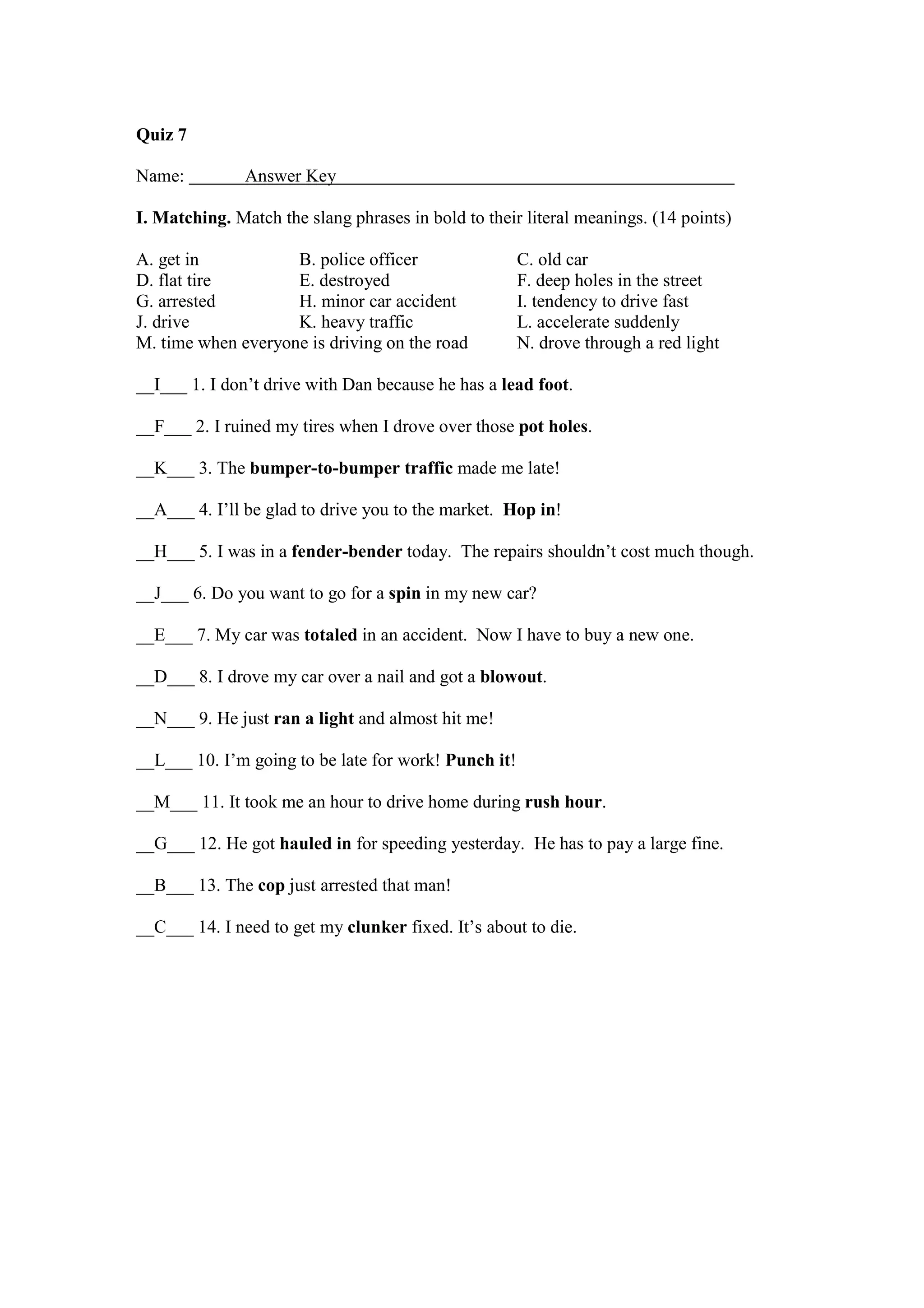 Slang worksheets quizzes | PDF