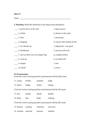 Slang worksheets quizzes | PDF