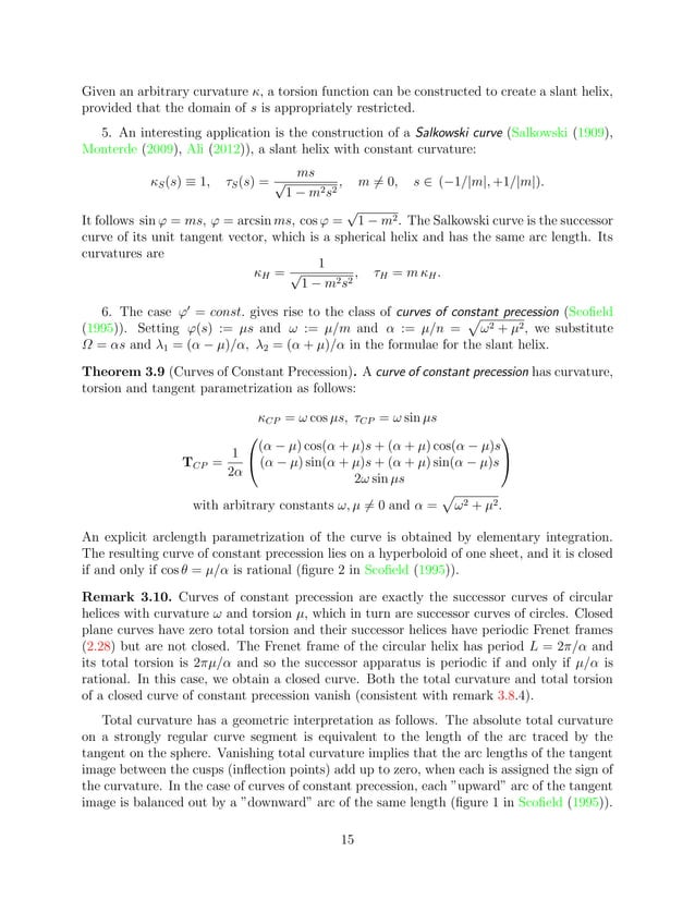 Frenet Curves and Successor Curves: Generic Parametrizations of the Helix and Slant Helix | PDF