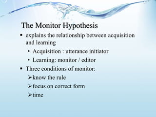 The monitor model hypothesis | PPTX