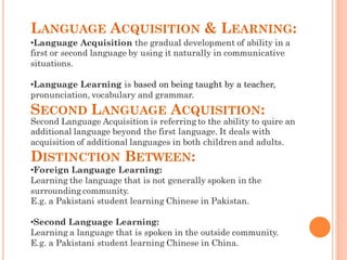 Second Language Acquisition - Presentation Slides - By Rehan Butt | PDF