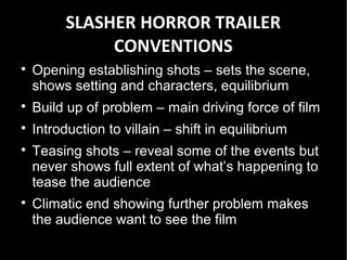 Slasher Films Codes and Conventions | PPT | Horror | Genres