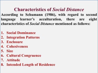 John Schumann's Acculturation Model | PPTX