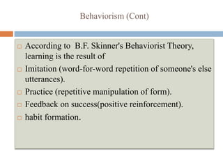Second Language Acquisition Theories | PPTX