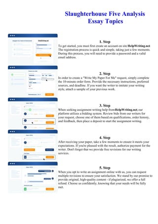 Slaughterhouse Five Analysis Essay Topics | PDF