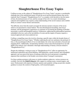 Slaughterhouse Five Essay Topics.pdf