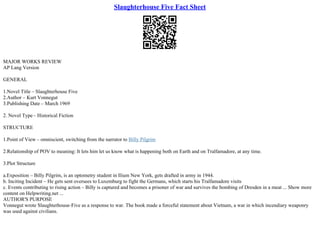 Slaughterhouse Five Fact Sheet | PPT