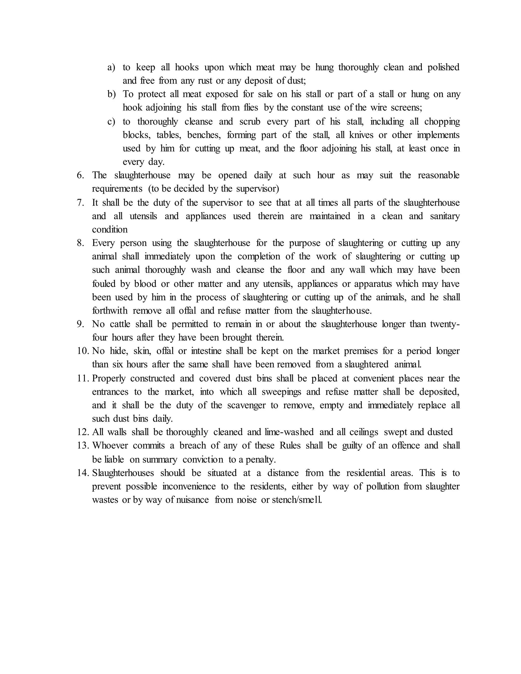 Slaughter house policy | DOCX