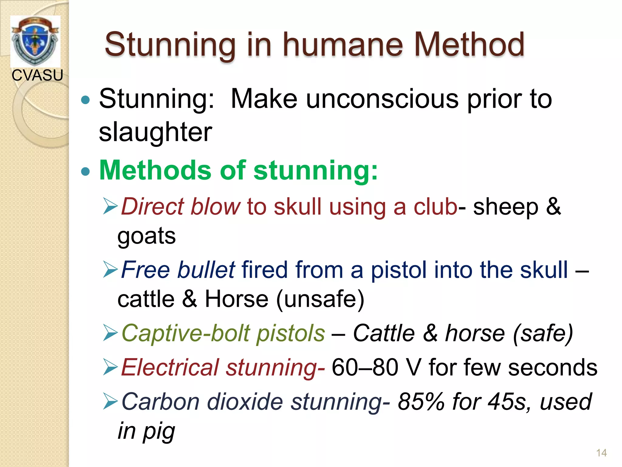 Methods of slaughtering, processing & postmortem changes and ageing of ...