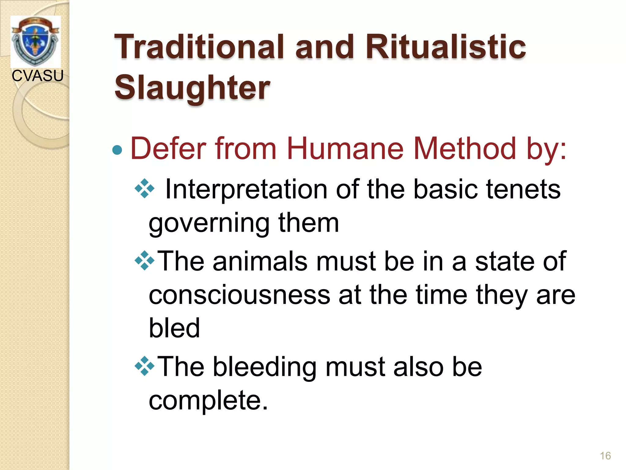 Methods of slaughtering, processing & postmortem changes and ageing of ...
